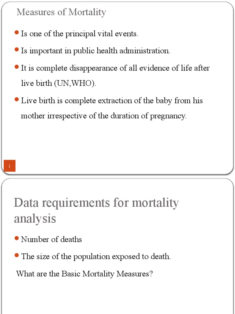Lecture 5. Measures of Mortality | PDF | Mortality Rate | Maternal Death