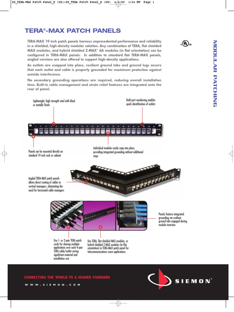 Tera - Max Patch Panels: Connecting The World To A Higher Standard | PDF | Electrical ...