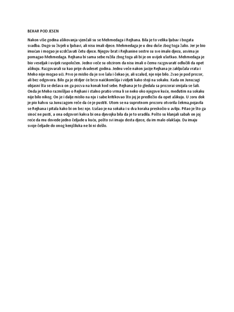 Behar Pod Jesen | PDF