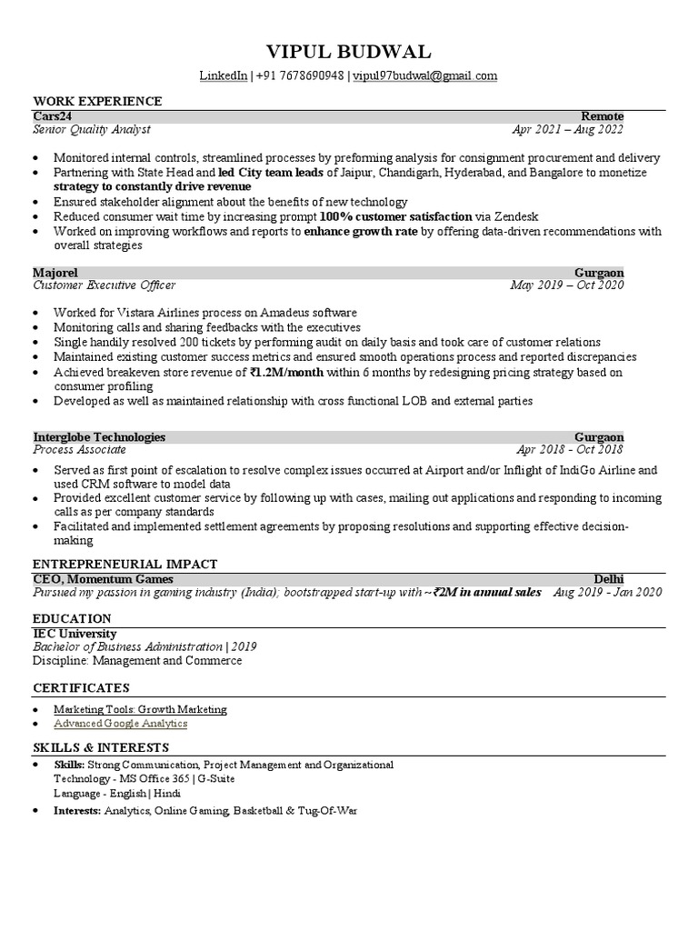 Vipul CV 1 | PDF | Customer Relationship Management | Business