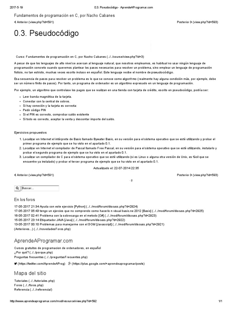 0.3. Pseudocódigo - AprendeAProgramar | PDF | Programación de computadoras | Algoritmos