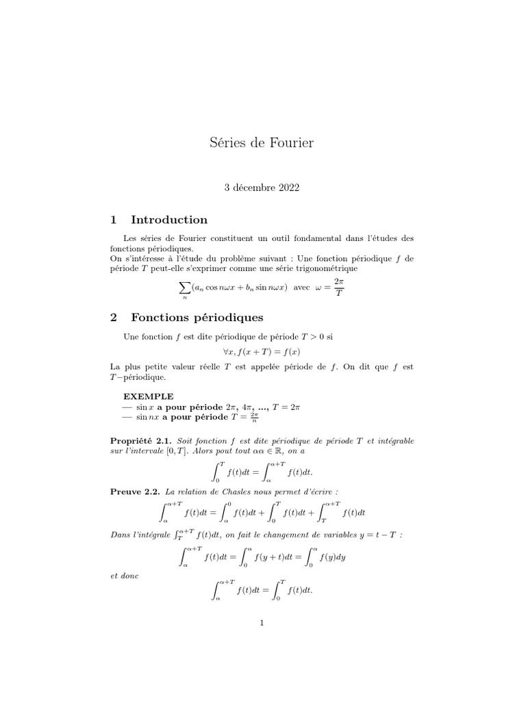 Introduction aux séries de Fourier | PDF | Fonction monotone | Limite ...