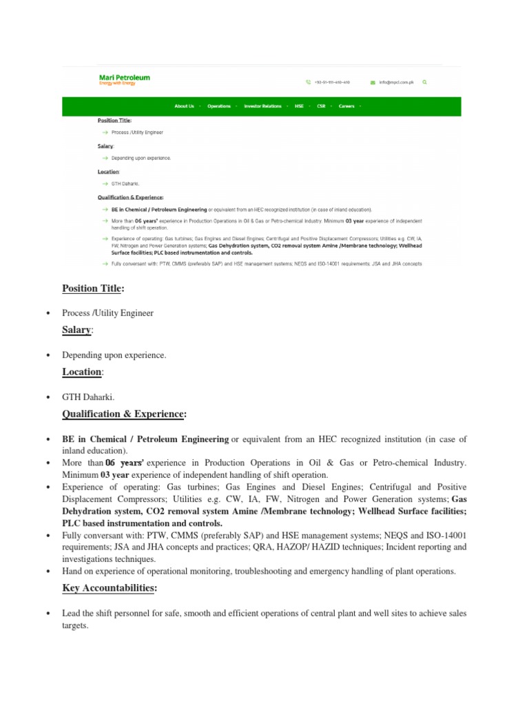 MPCL Utility Engineer | PDF | Business | Computers