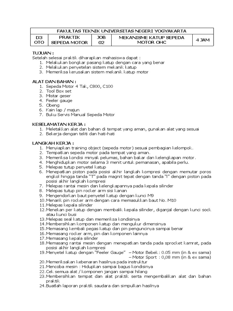 Job 2 Mekanisme Katup OHC | PDF