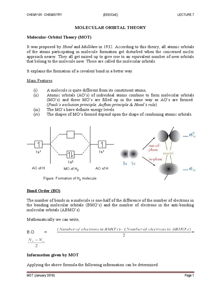 Molecular Orbital Theory | PDF | Molecular Orbital | Chemical Bond