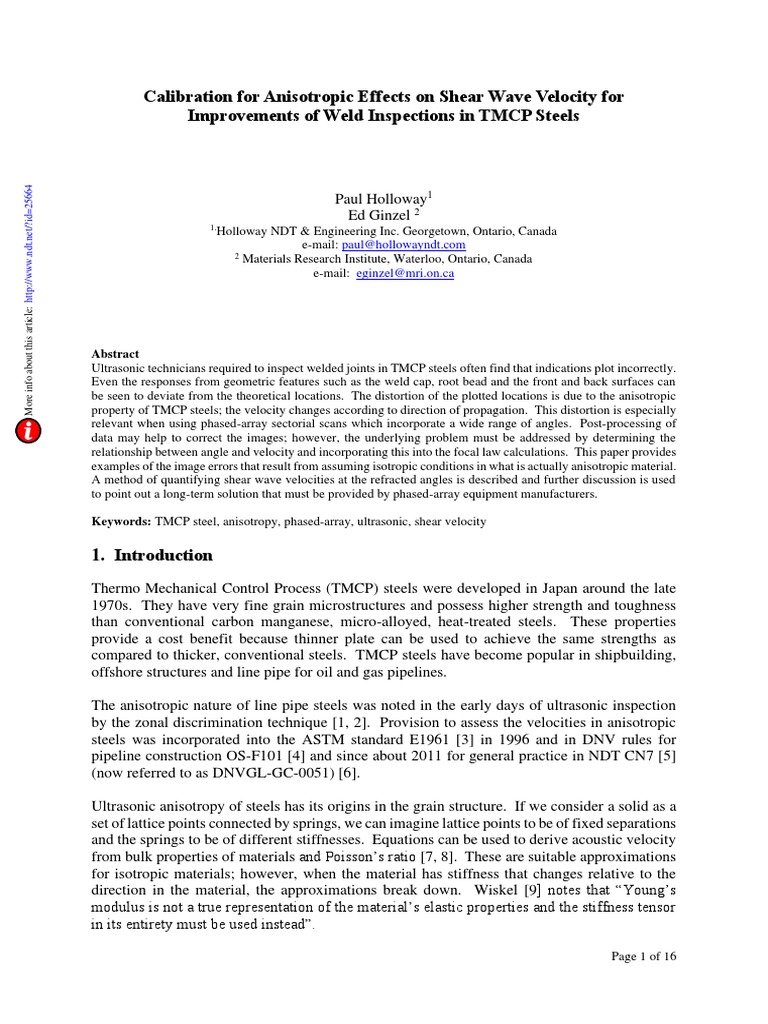 Calibration For Anisotropic Effects On Shear Wave Velocity For ...