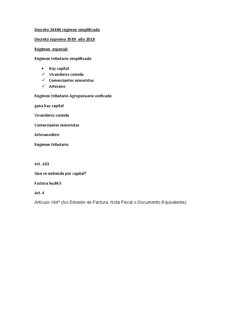 Decreto 24484 Régimen Simplificado | PDF