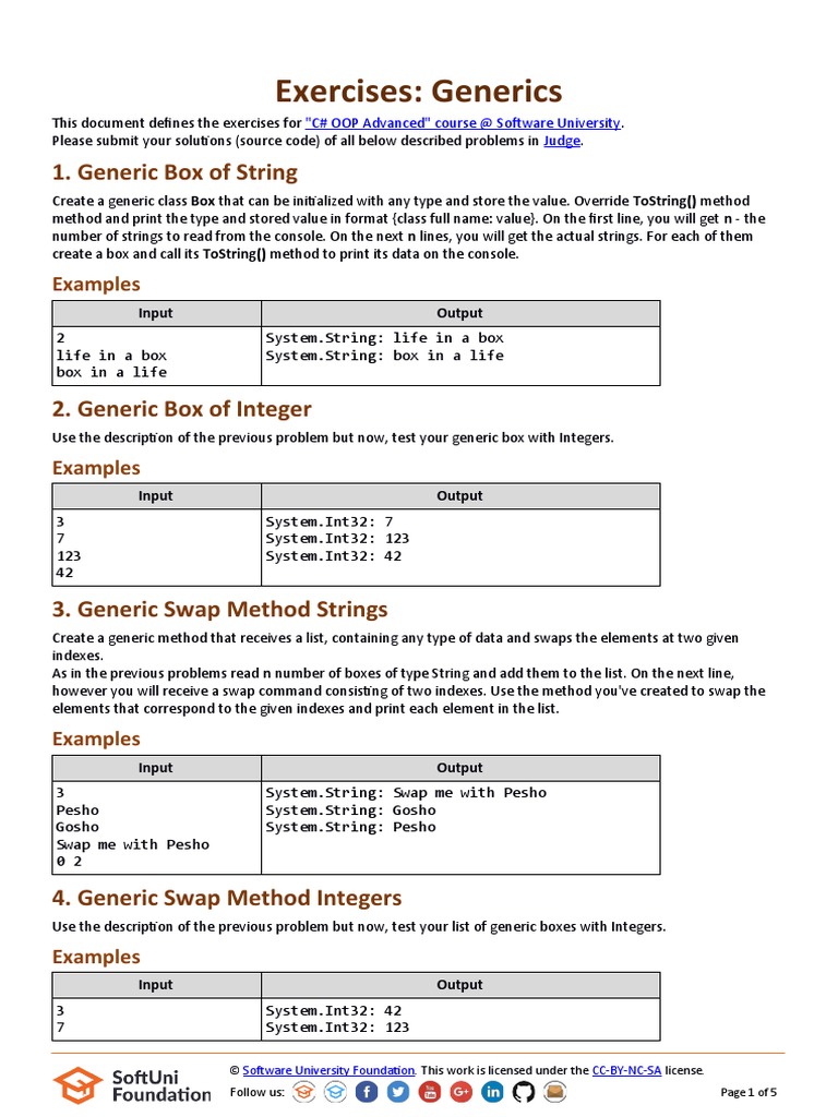 Csharp Oop Advanced Generics Exercises Pdf Integer Computer Science String Computer 3262
