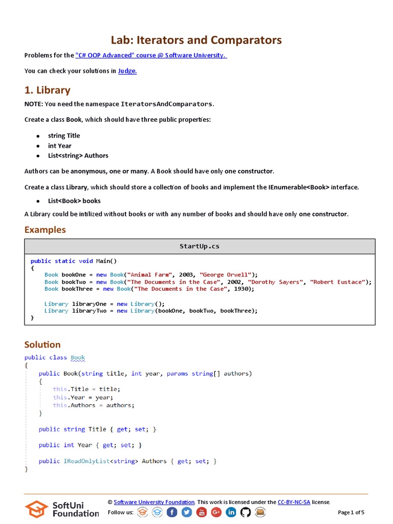 Csharp Oop Advanced Iterators And Comparators Lab Pdf C Sharp