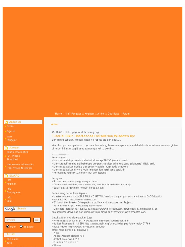 Tutorial Instalasi Unattended Windows XP | PDF