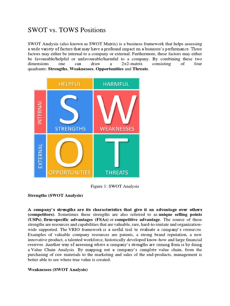 Swot and Tows | PDF | Swot Analysis | Business