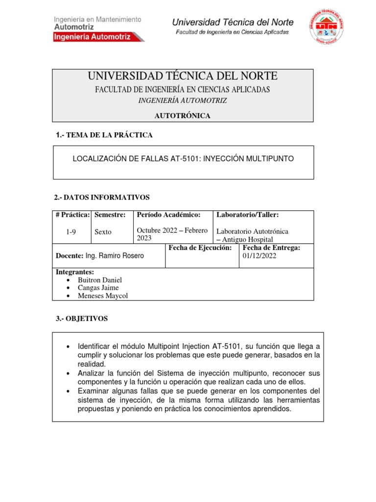 Meneses Maycol-Autotronica-Informe 01 | PDF | Inyección de combustible | Tecnología del motor