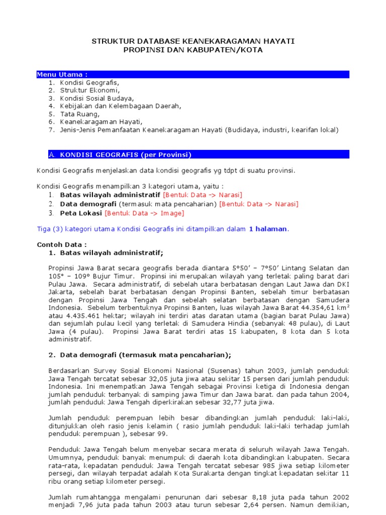 Struktur Database Keanekaragaman Hayati | PDF