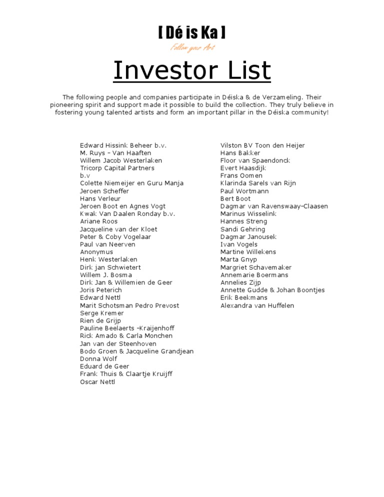 Investor List | PDF