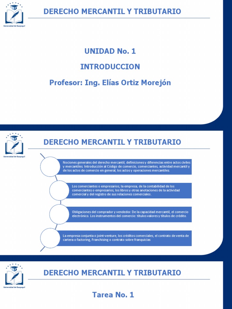 UG - Derecho Mercantil y Tributario - Unidad 1 | PDF | Comercio | Business
