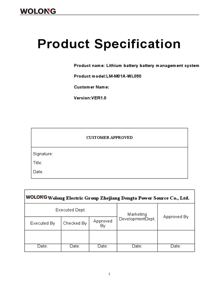 BMS Spec For WL48-50FT18 (English) | PDF | Printed Circuit Board ...