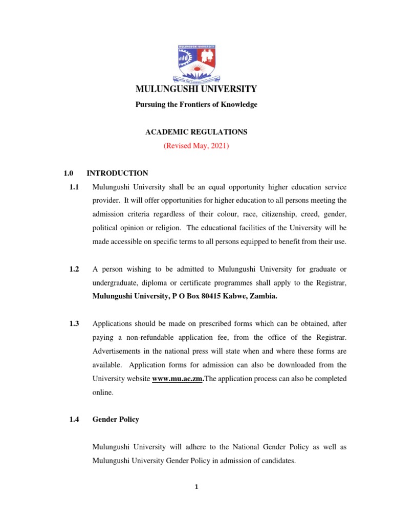 Academic Regulations - Revised May 2021 | PDF | University And College Admission | Academic Degree