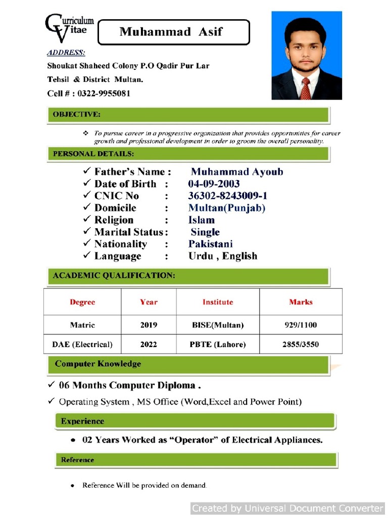 Muhammad Asif Cv File Pdf