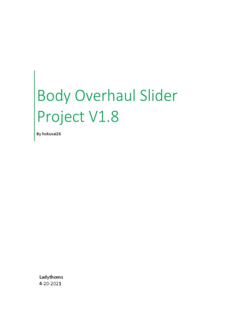Body Overhaul Slider Project Manual v1.8 | PDF | Hip | Anatomy