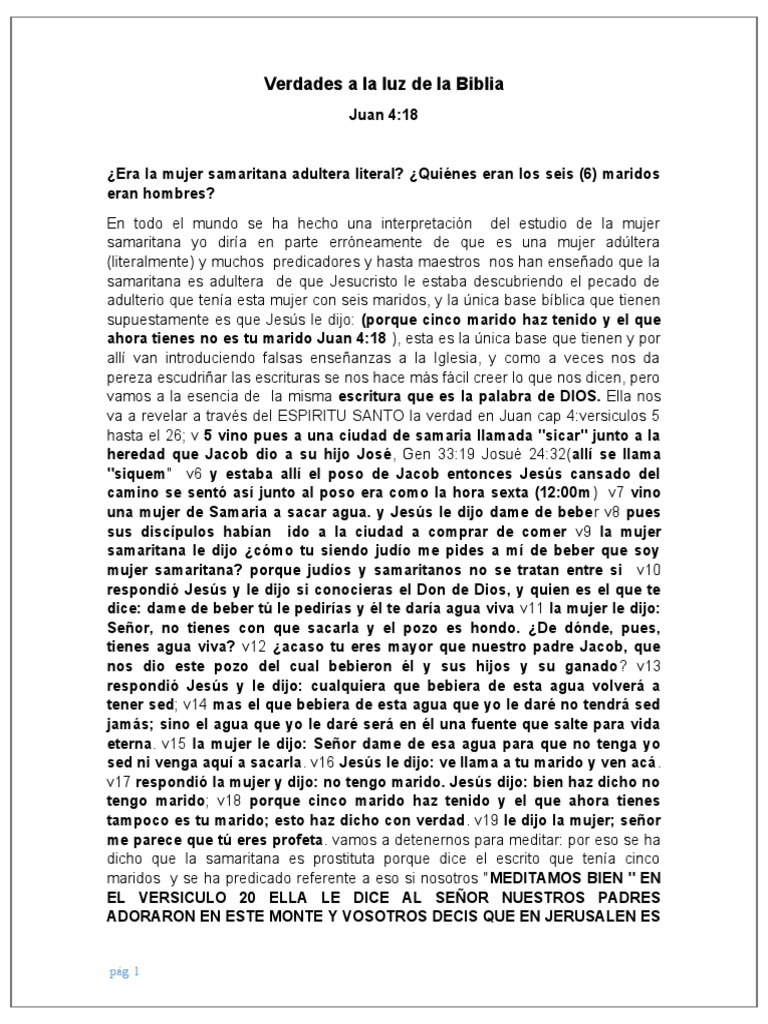 La Mujer Samaritana: Adoración Espiritual | PDF | Samaria | Jesús