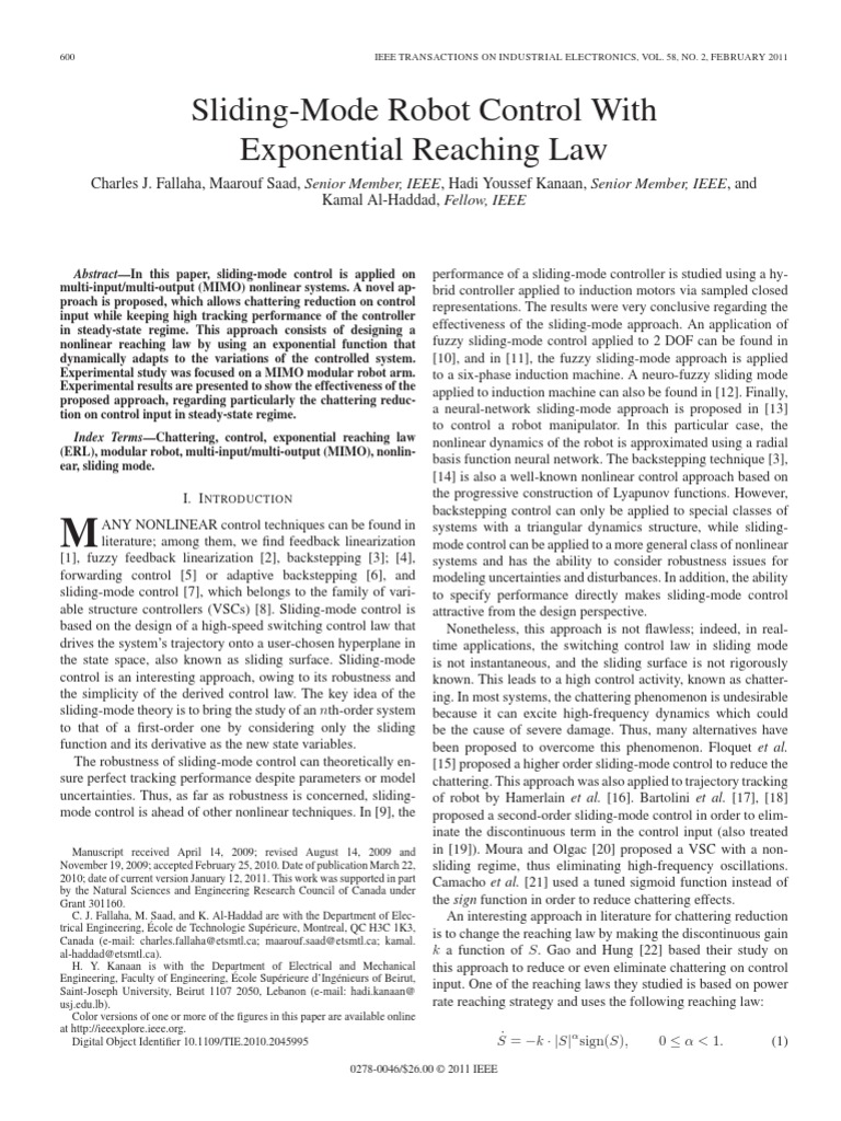 Sliding-Mode Robot Control | PDF | Control Theory | Teaching Mathematics