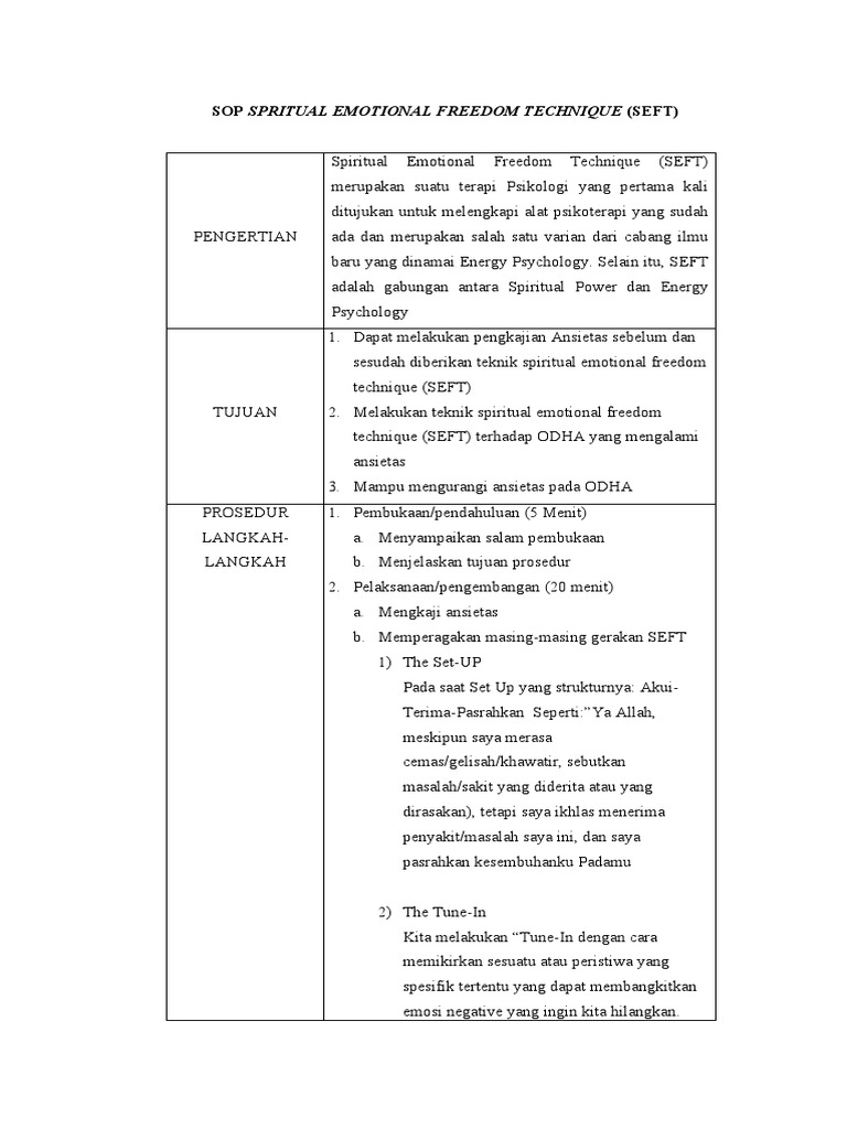 Sop Spritual Emotional Freedom Technique | PDF