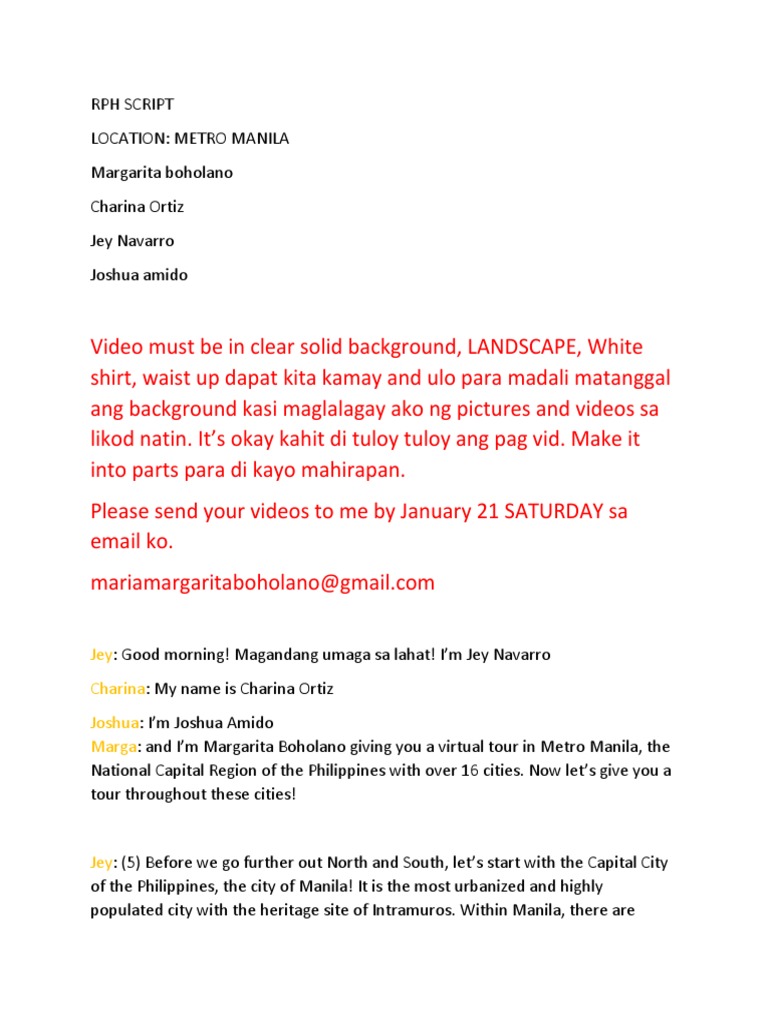 RPH Script | PDF | Philippines