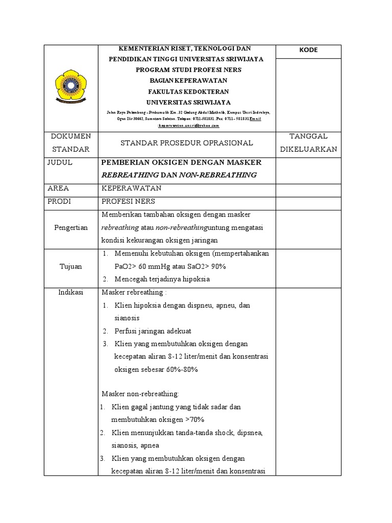 Sop Oksigenasi | PDF | Kesehatan Holistik | Teknologi & Rekayasa