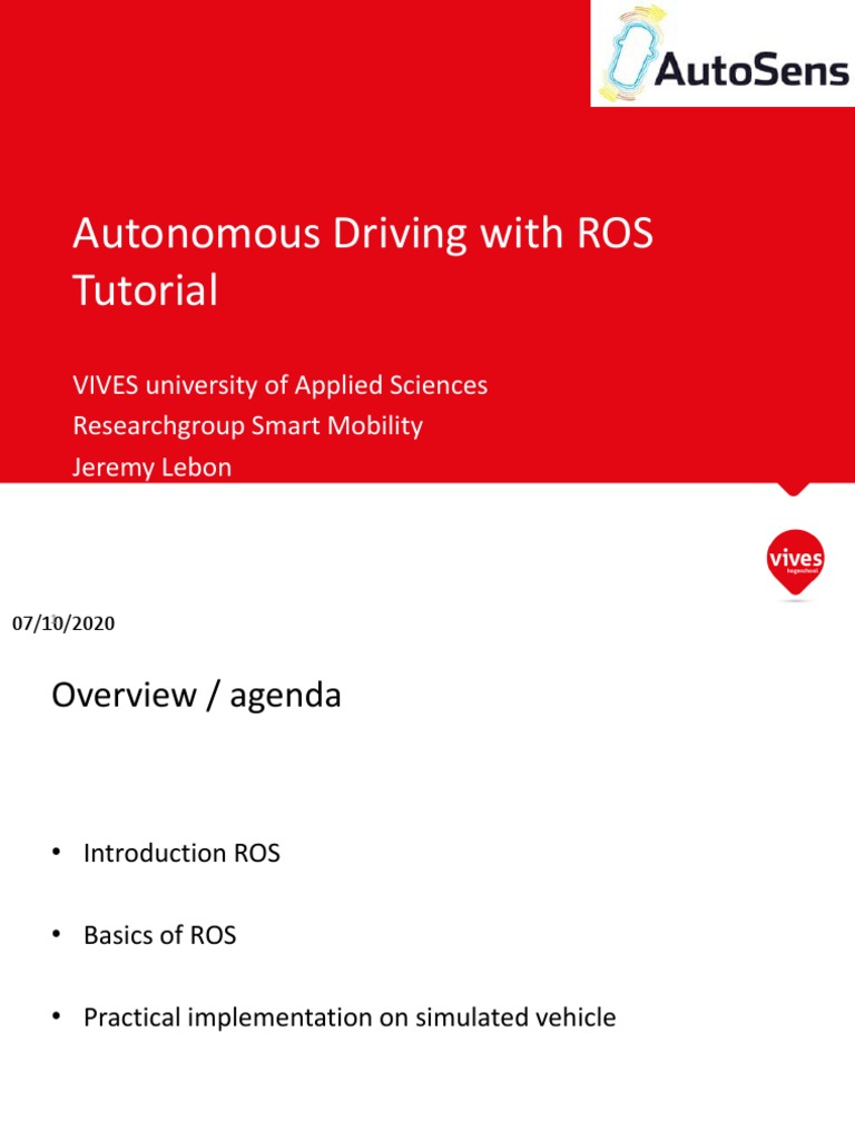 Autosens - Tutorial - Autonomous Driving With ROS | PDF | Computing | Software Engineering