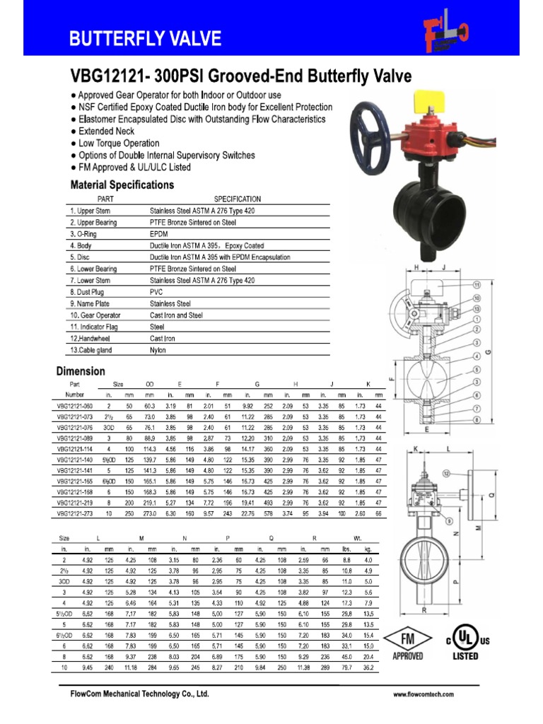Valv. Mariposa Ranurada VBG12121 Flowcom | PDF