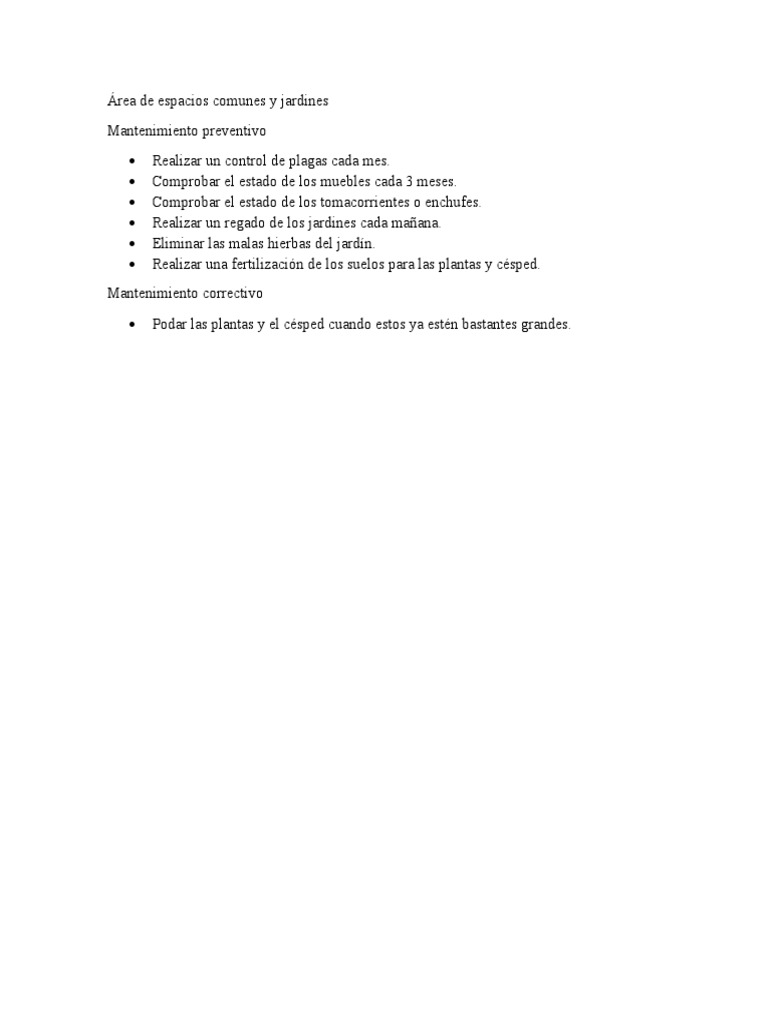 Área de Espacios Comunes y Jardines | PDF