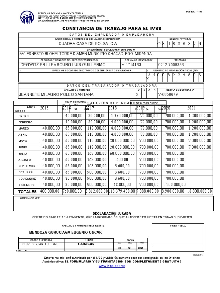 Forma - 14 - 100 DEL IVSS | PDF