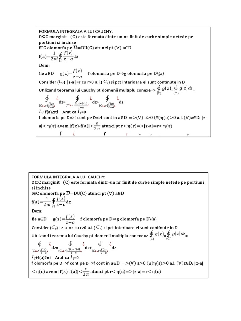 Formula Integrala A Lui Cauchy | PDF
