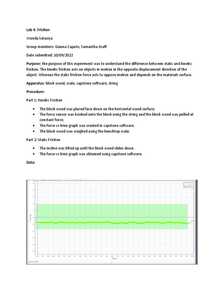 Lab 4 Friction | PDF | Friction | Force