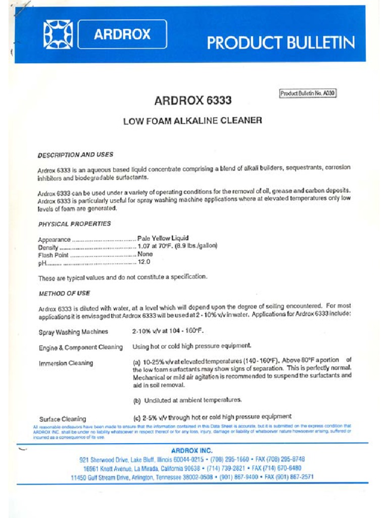 Ardrox 6333 TDS | PDF