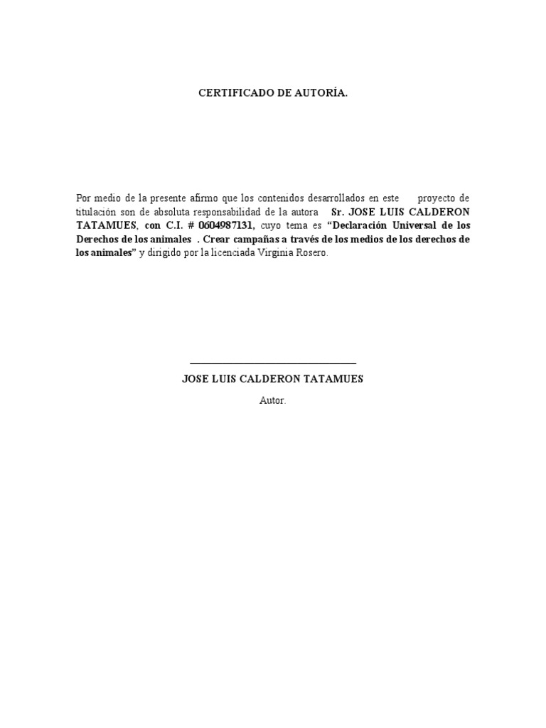 Certificado de Autoría | PDF