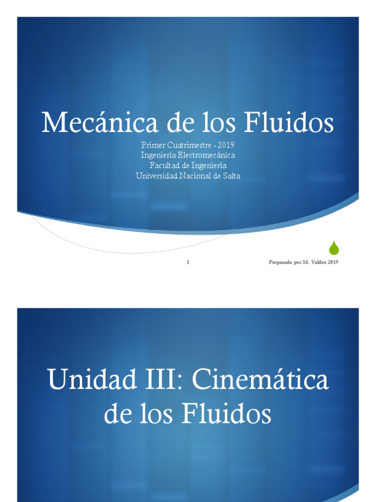 Clase6 29marzo 2019 Cinematica | PDF | Mecánica de fluidos | Cinemática