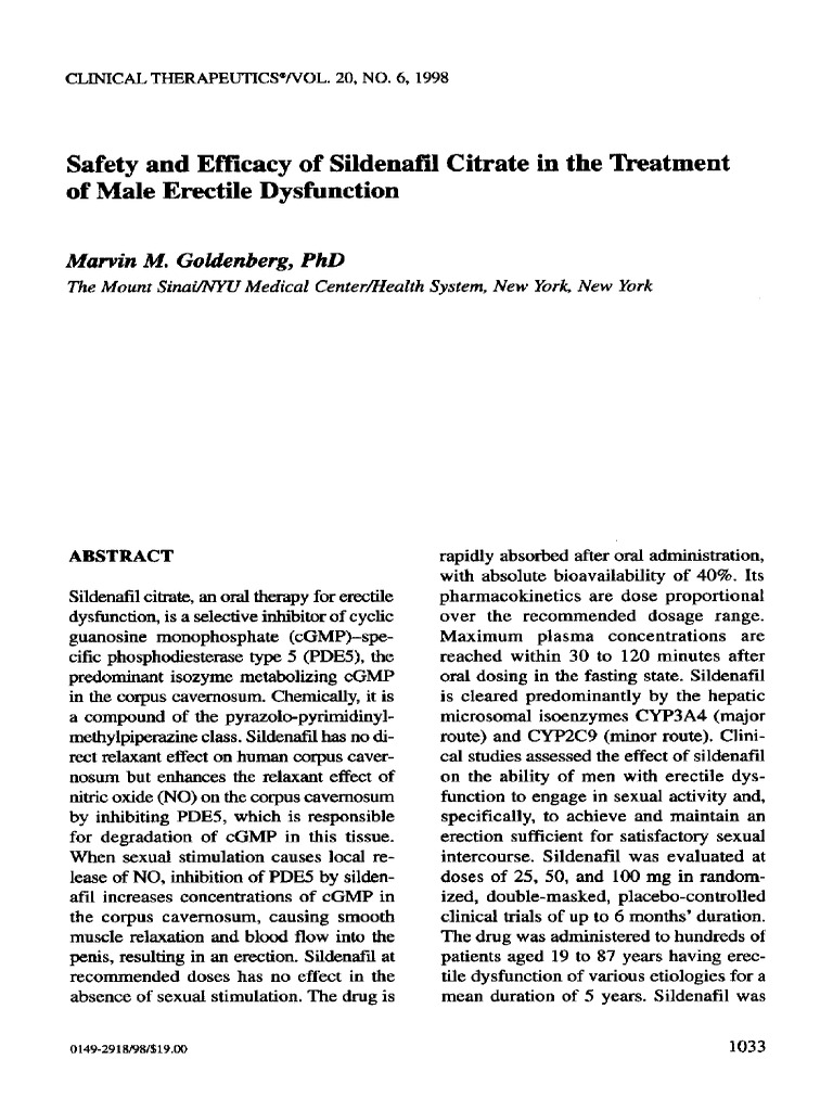Goldenberg M (Sildenafil) | PDF | Erectile Dysfunction | Medical Specialties