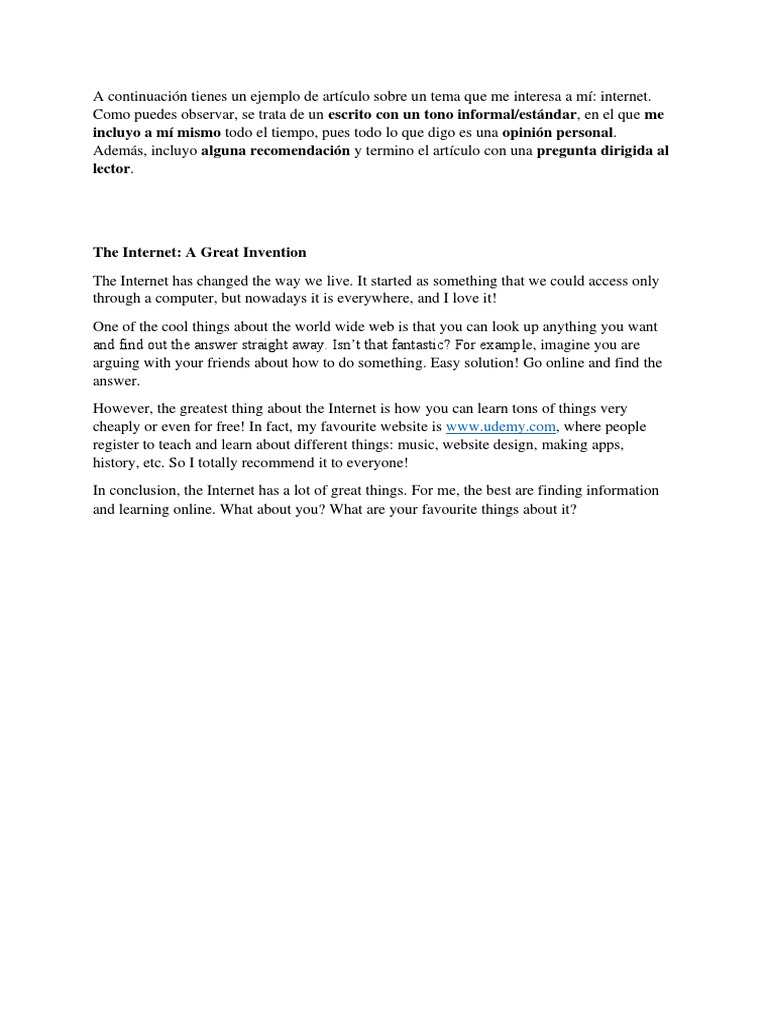 Ejemplo de Writing B2 Article | PDF