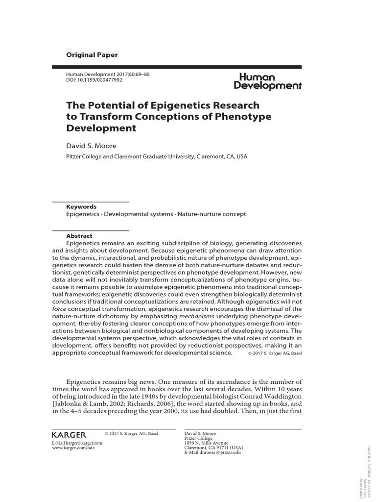 The Potential of Epigenetics Research To Transform Conceptions of ...