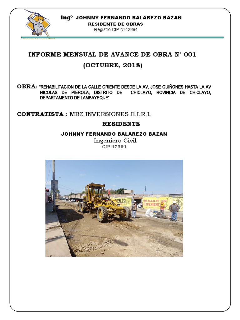 Informe de Avance de Obra Valorizacion | PDF | Gobierno | Ciencias Políticas