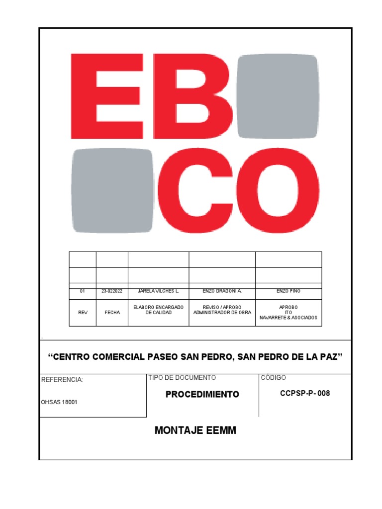 CCPSP-P-008 Montaje Eemm (002) +HQ | PDF | Acero | Riesgo