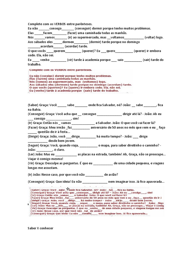 Ejercicios de Vbos Conjugacion Jueves 18.8 | PDF