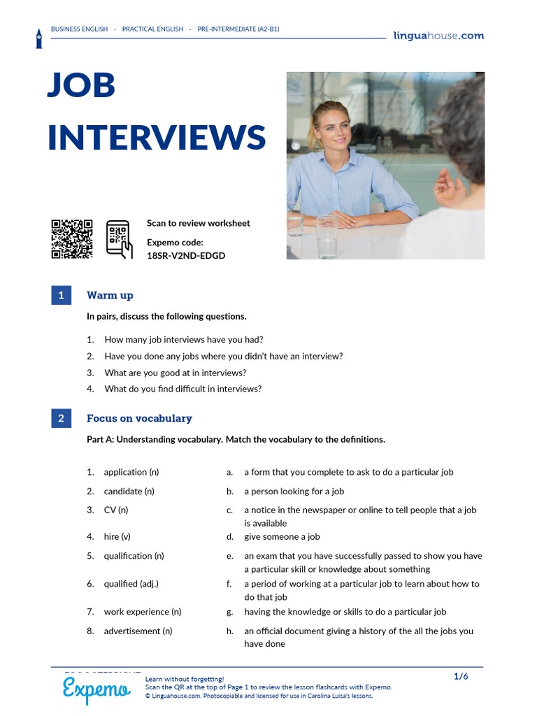 Job Interviews Student's Version | PDF | Job Interview | Cognition