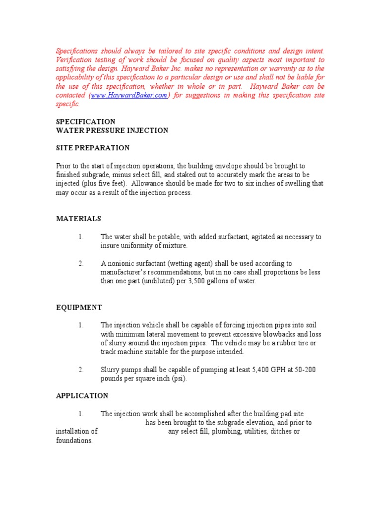 Injection Systems - Water Guide Specification | PDF | Pump | Water