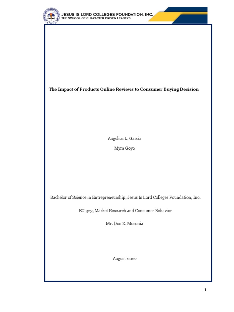 The Impact of Products Online Reviews To Consumer Buying Decision | PDF | Usability | Behavior