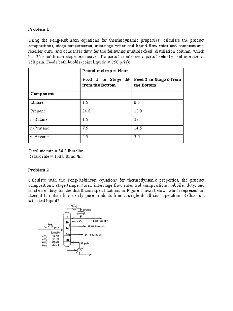 Problems (Aspen Plus) | PDF | Distillation | Physical Quantities