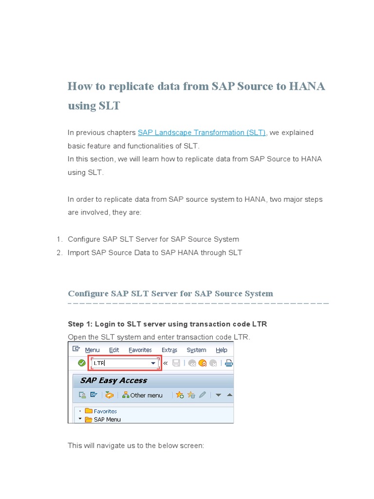 How To Replicate Data From SAP Source To HANA Using SLT | PDF ... How To Replicate Data From SAP Source To HANA Using SLT | PDF ...