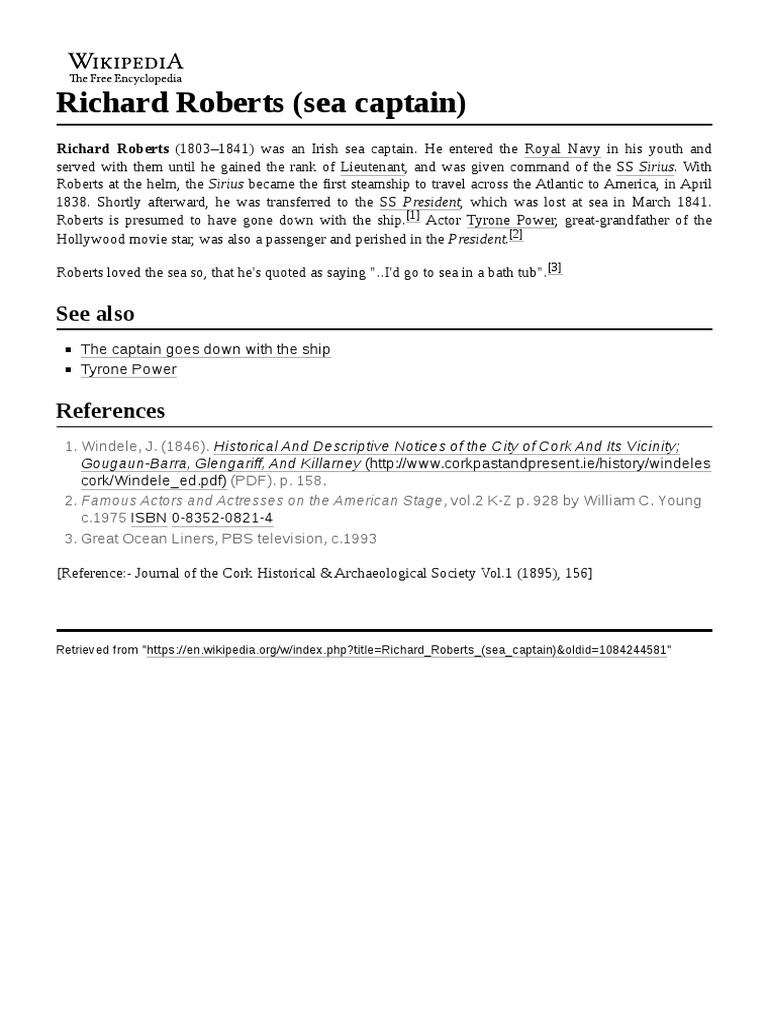 Richard Roberts (Sea Captain) | PDF