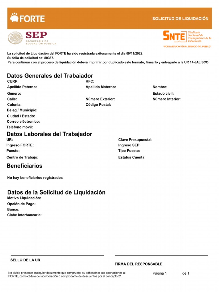 Solicitud Liquidación Forte | PDF